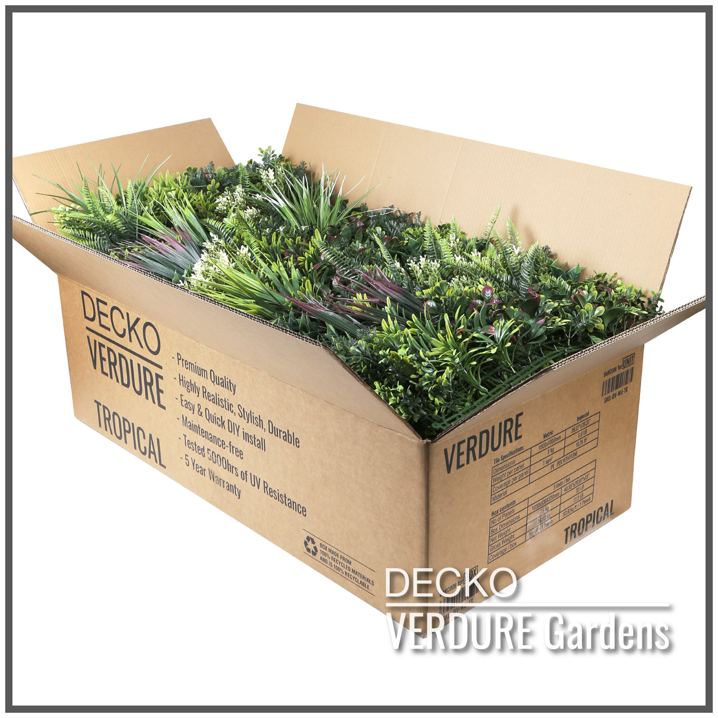 DECKO VERDURE Green Wall - TROPICAL - 1000mm x 1000mm — DECKO Hungary